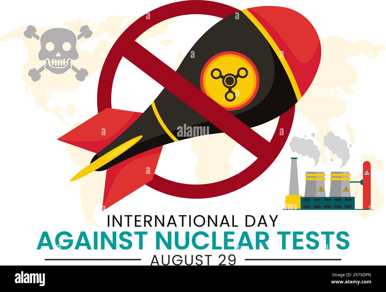 International Day Against Nuclear Tests Vector Illustration for August ...