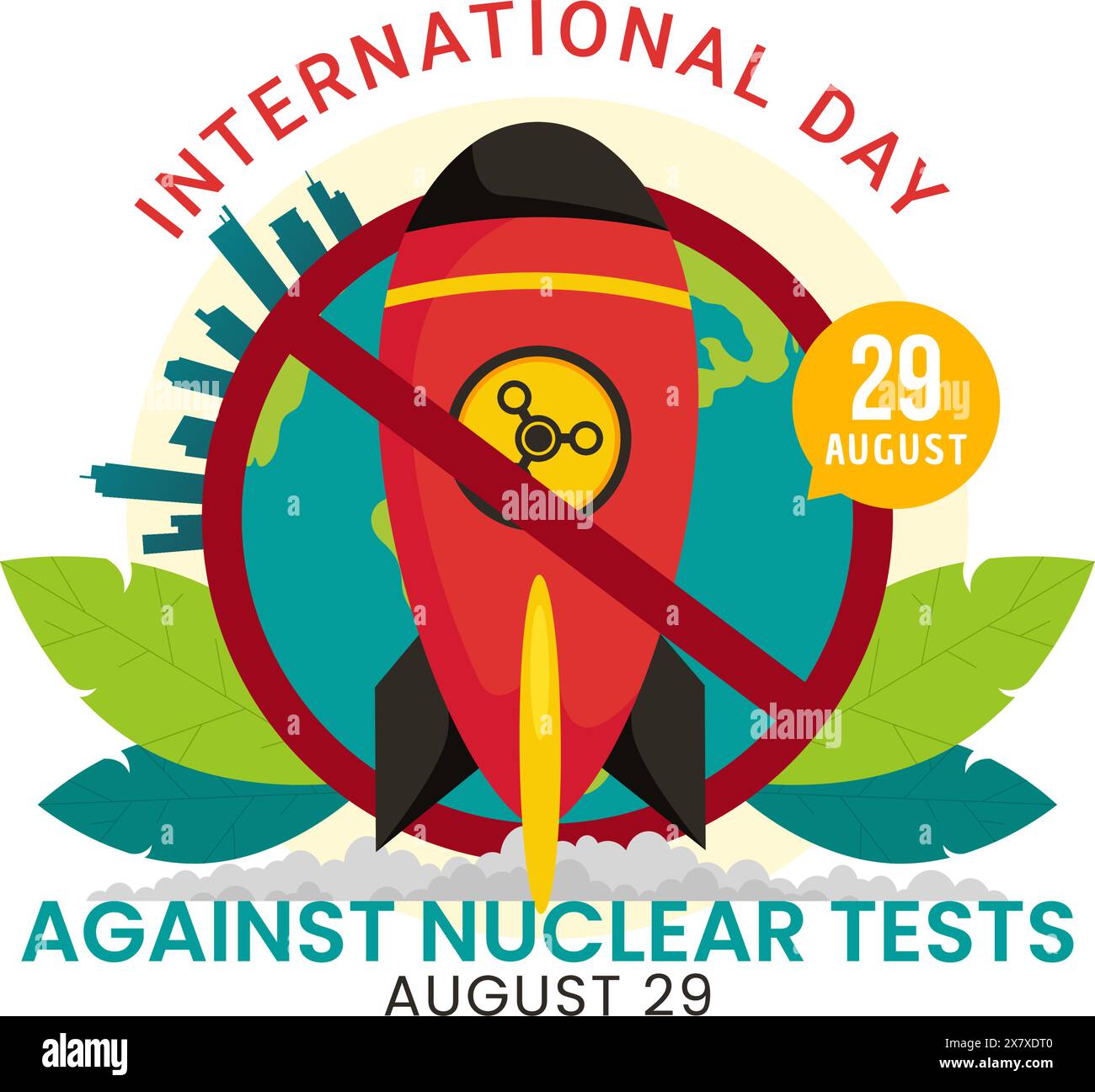 International Day Against Nuclear Tests Vector Illustration for August ...