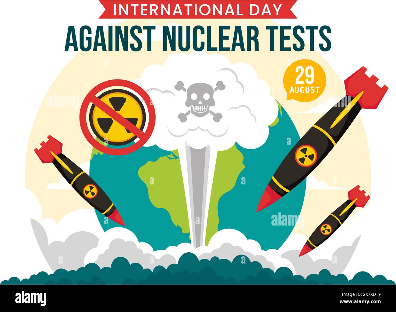 International Day Against Nuclear Tests Vector Illustration for August ...