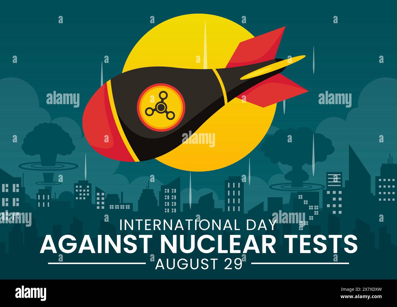 International Day Against Nuclear Tests Vector Illustration for August ...
