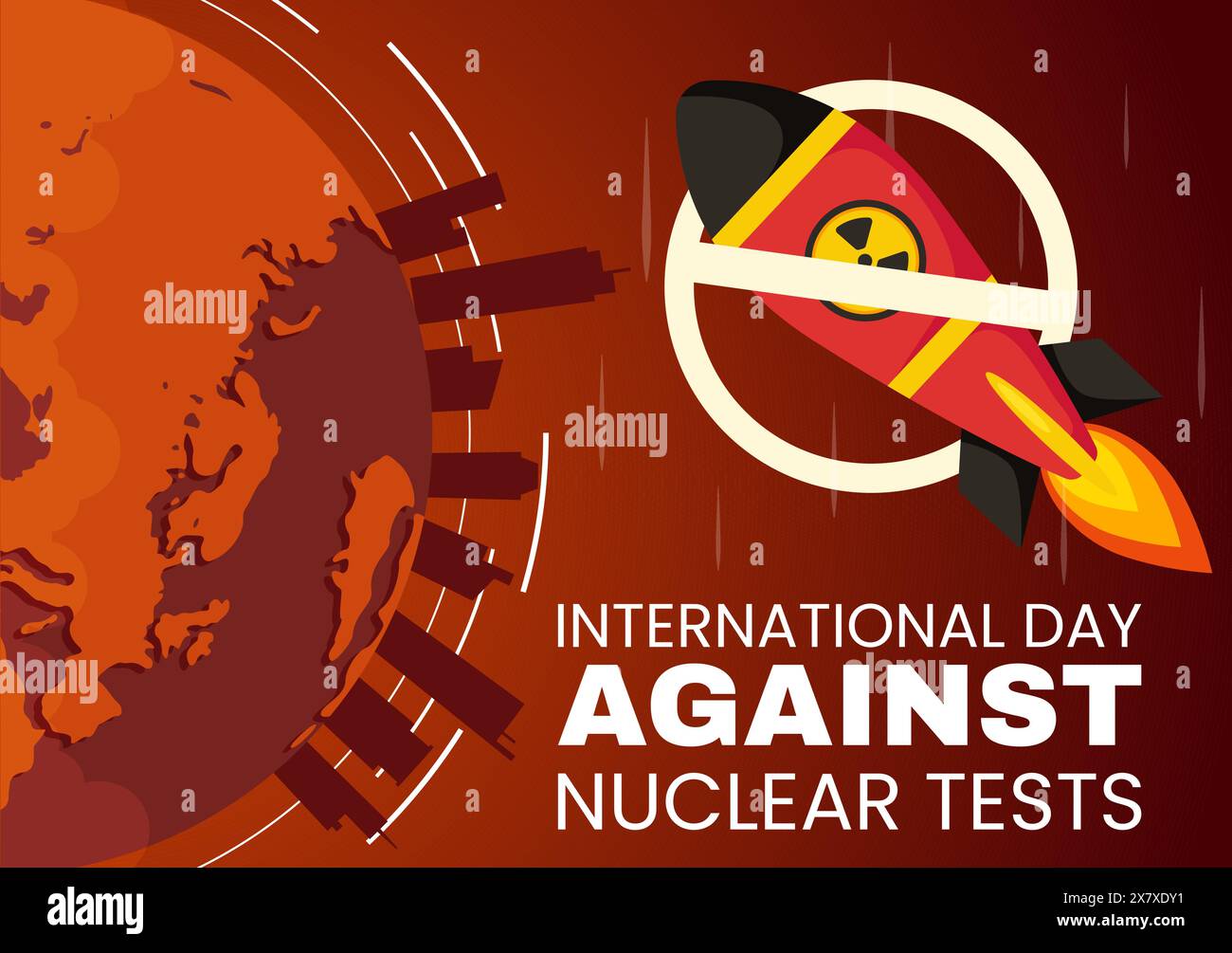 International Day Against Nuclear Tests Vector Illustration for August ...