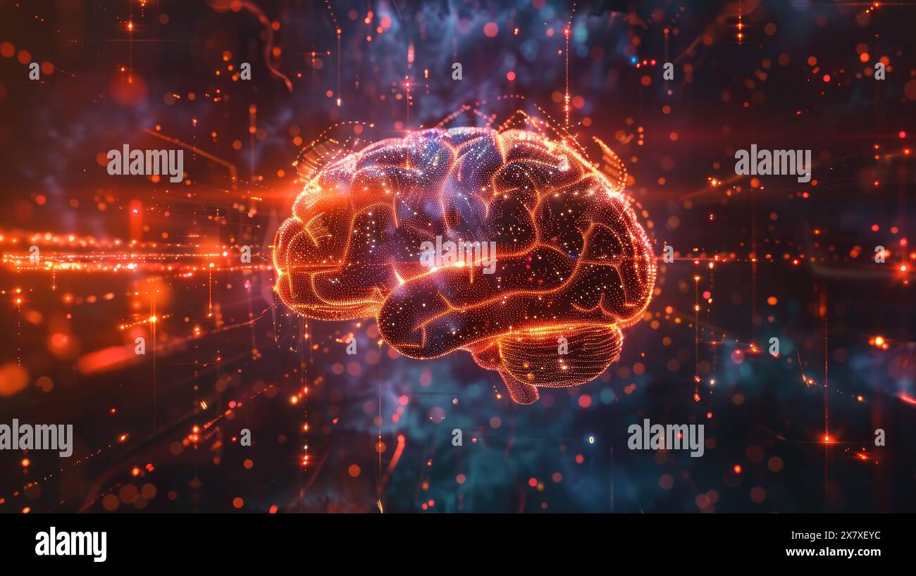 human brain showing neurons firing and neural extensions Stock Photo ... human brain showing neurons firing and neural extensions Stock Photo ...