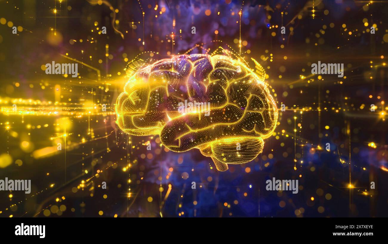 human brain showing neurons firing and neural extensions Stock Photo ... human brain showing neurons firing and neural extensions Stock Photo ...
