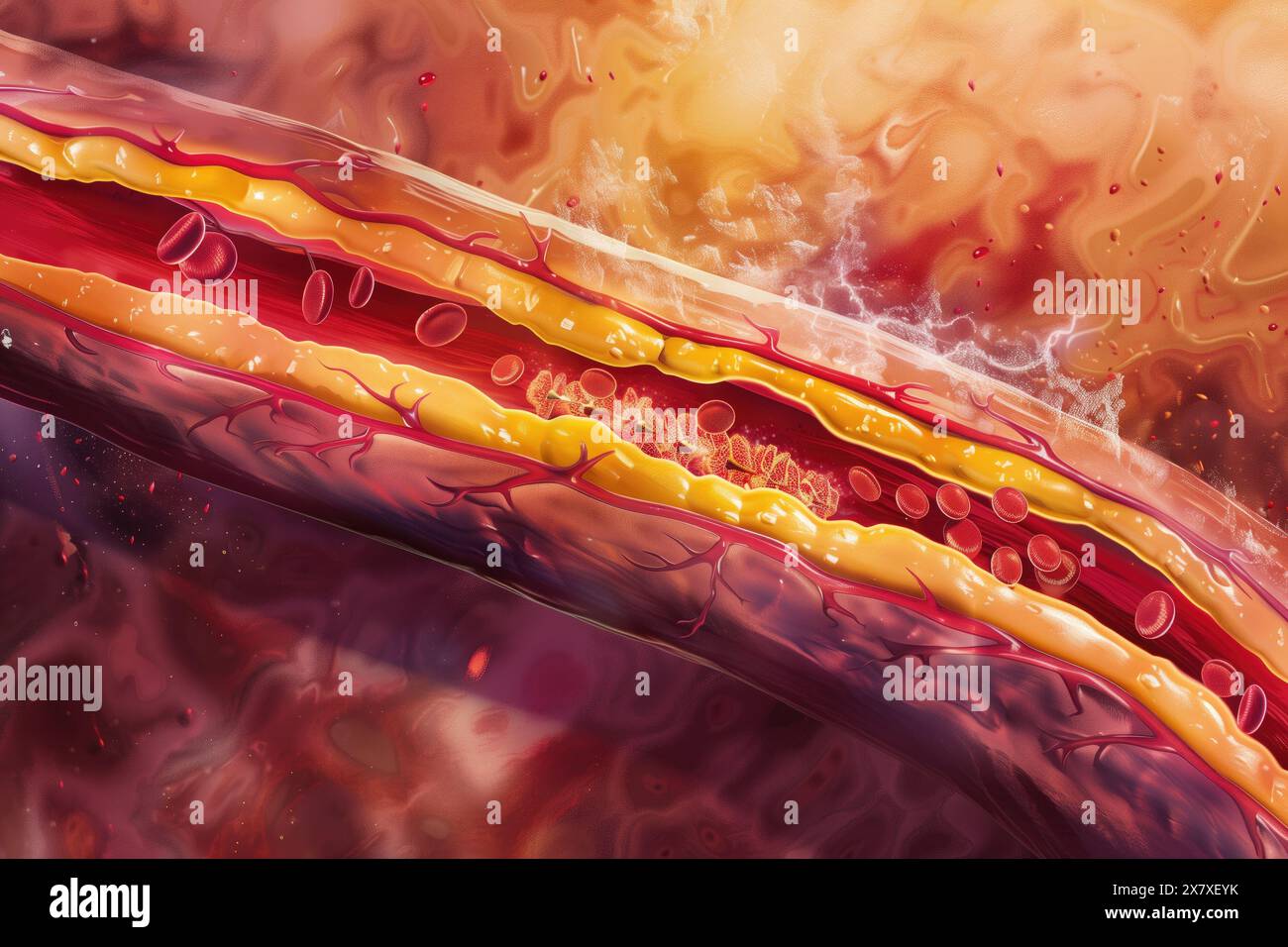 Cross-Sectional View of an Artery with Plaque Buildup Stock Photo - Alamy