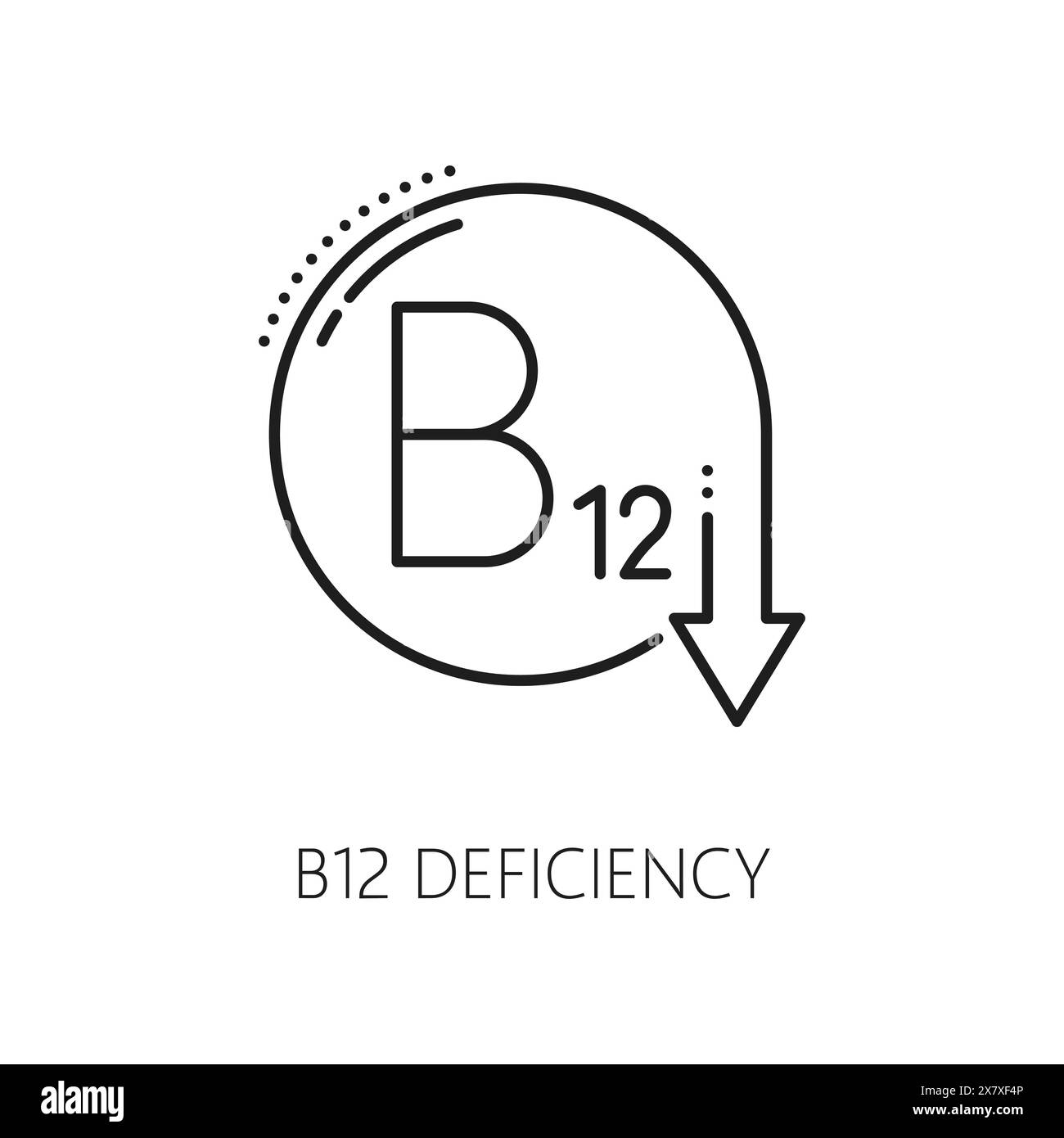 Vitamin B12 deficiency anemia symptom line icon of hematology medicine ...
