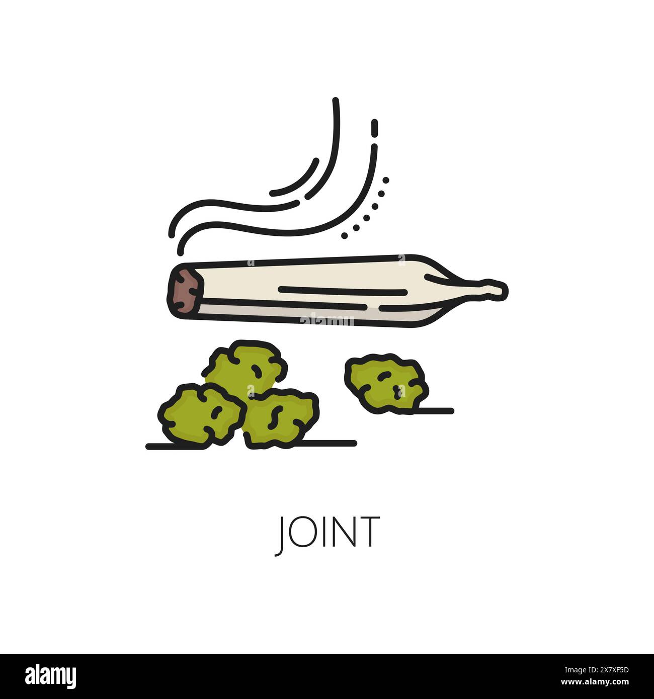Medical cannabis joint color thin line icon. Medicine marijuana plant ...