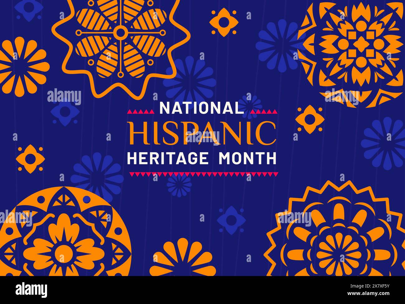 National hispanic heritage month banner with round flower patterns vector background. Mexican ...