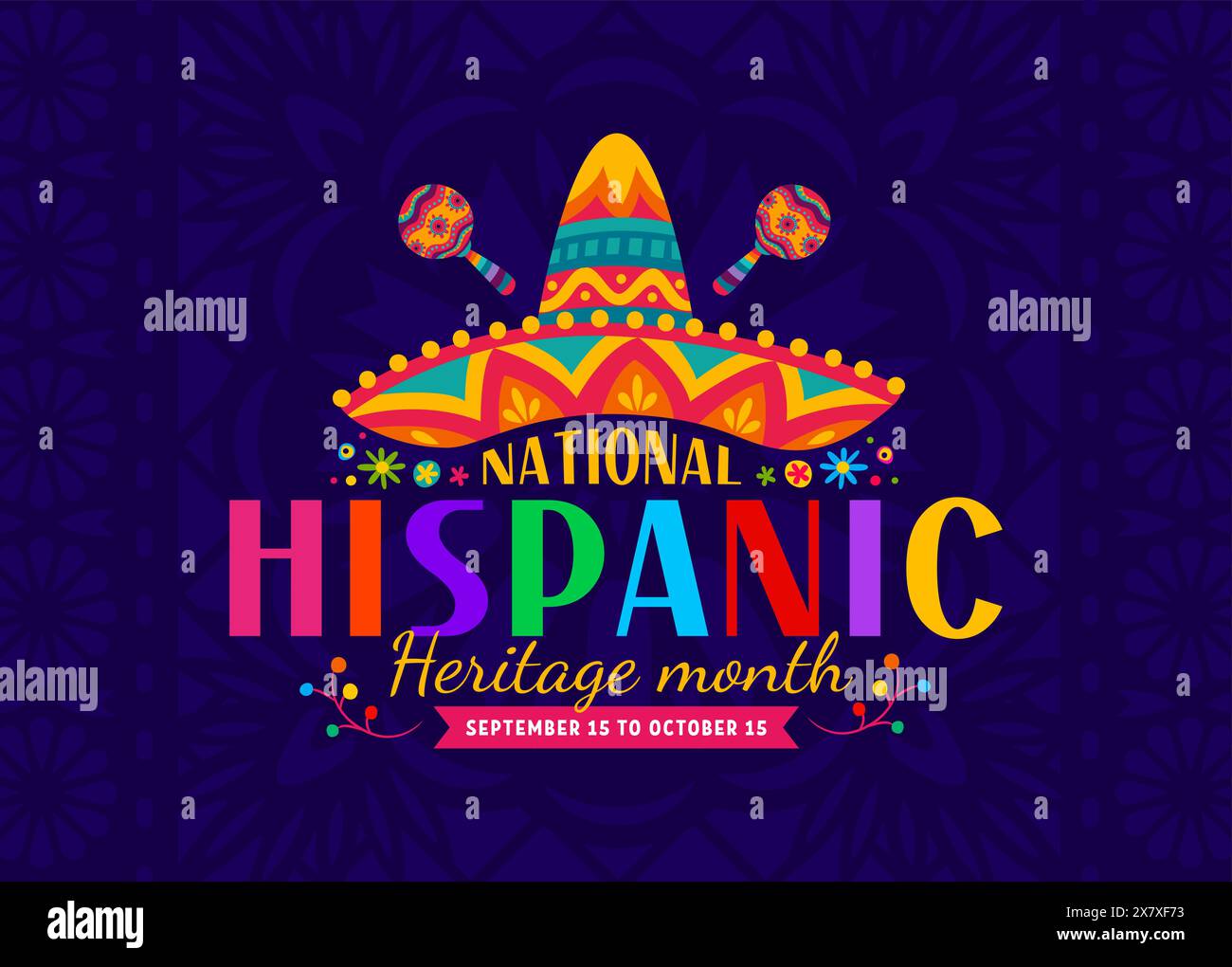 Sombrero hat and maracas for national Hispanic heritage month holiday ...