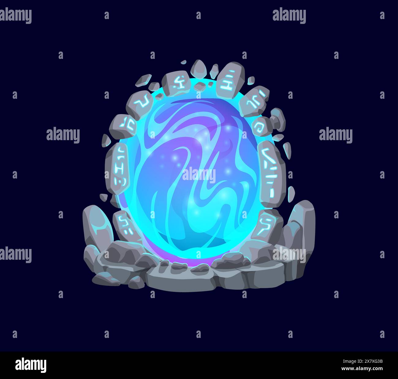 Fantasy fairytale game magic portal door. Cartoon vector mystical round ...