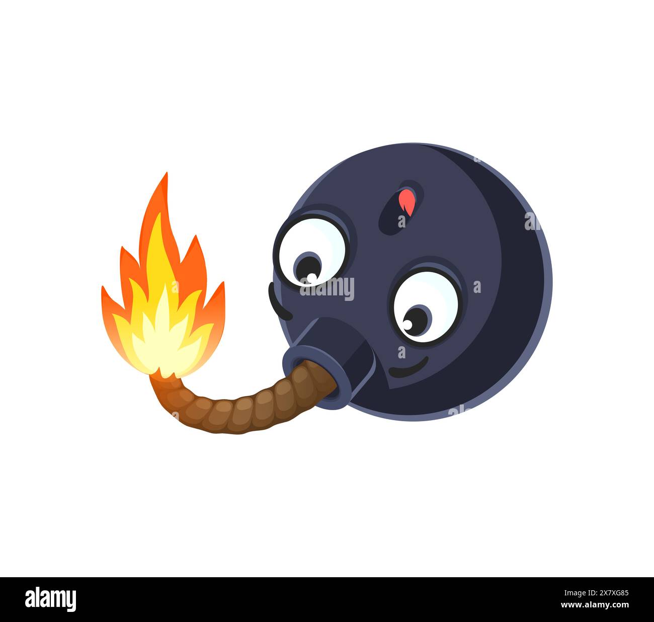 Cartoon bomb character, explosive weapon with burning wick or fuse ...