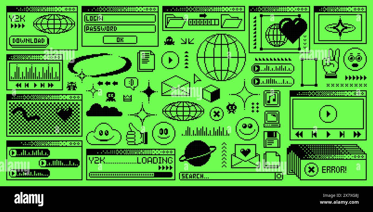 Rave y2k computer window page. Vector pc desktop with interface folders ... Rave y2k computer window page. Vector pc desktop with interface folders ...