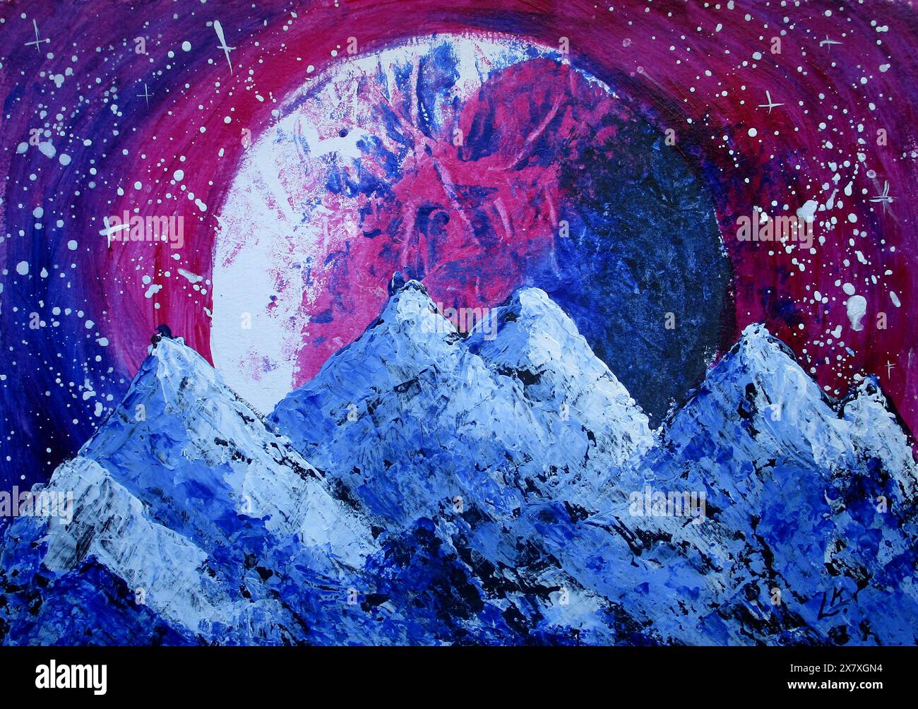 Mountains star sky landscape art Stock Photo - Alamy
