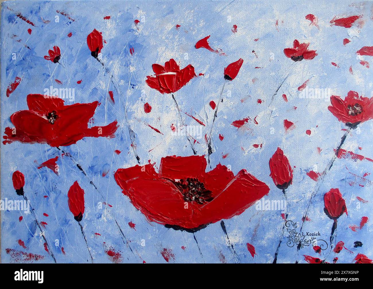 OIl painting poppies art Stock Photo - Alamy