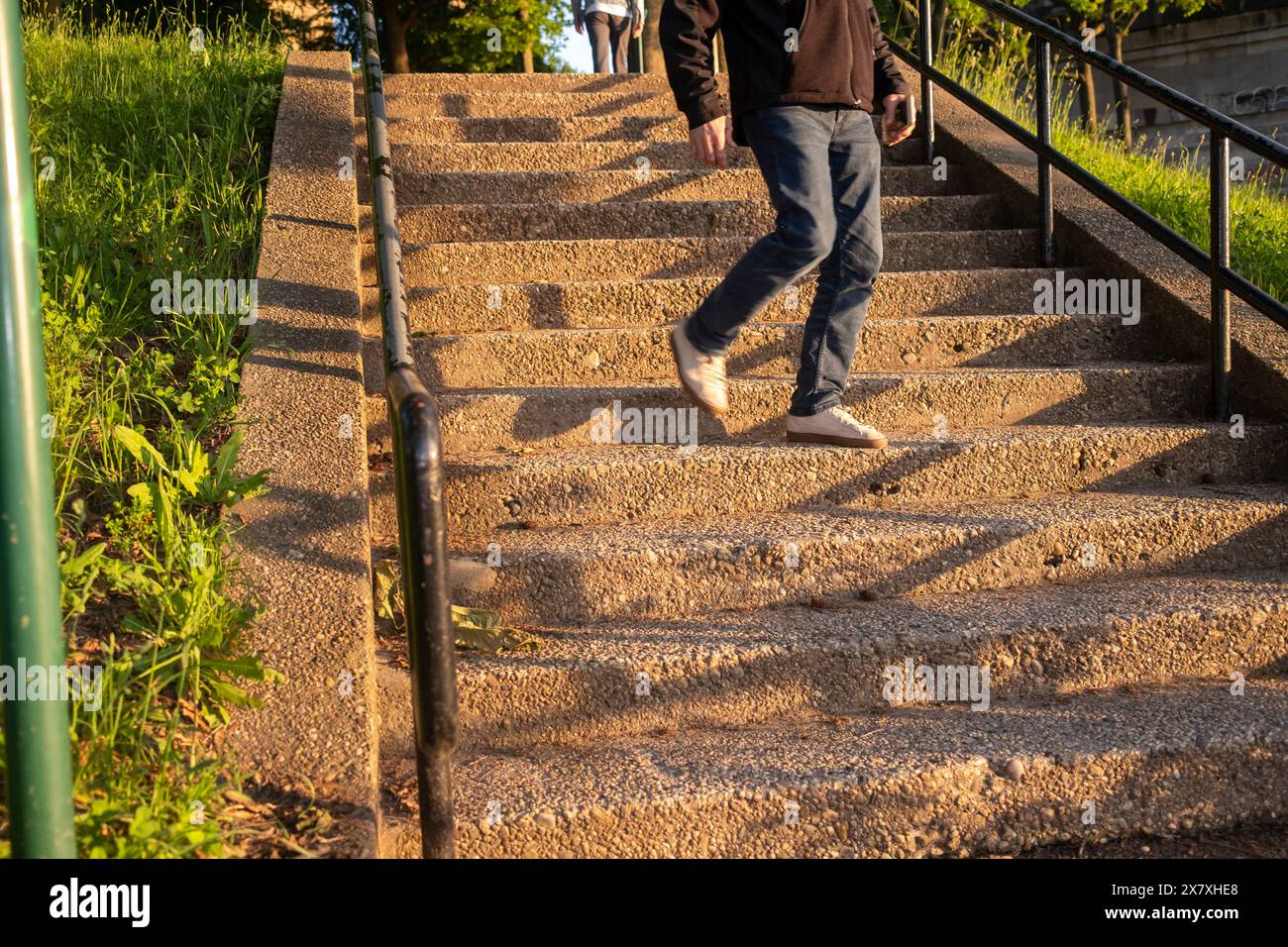 Staircase, steps in a city park, closeup, abstract stone staircase ...