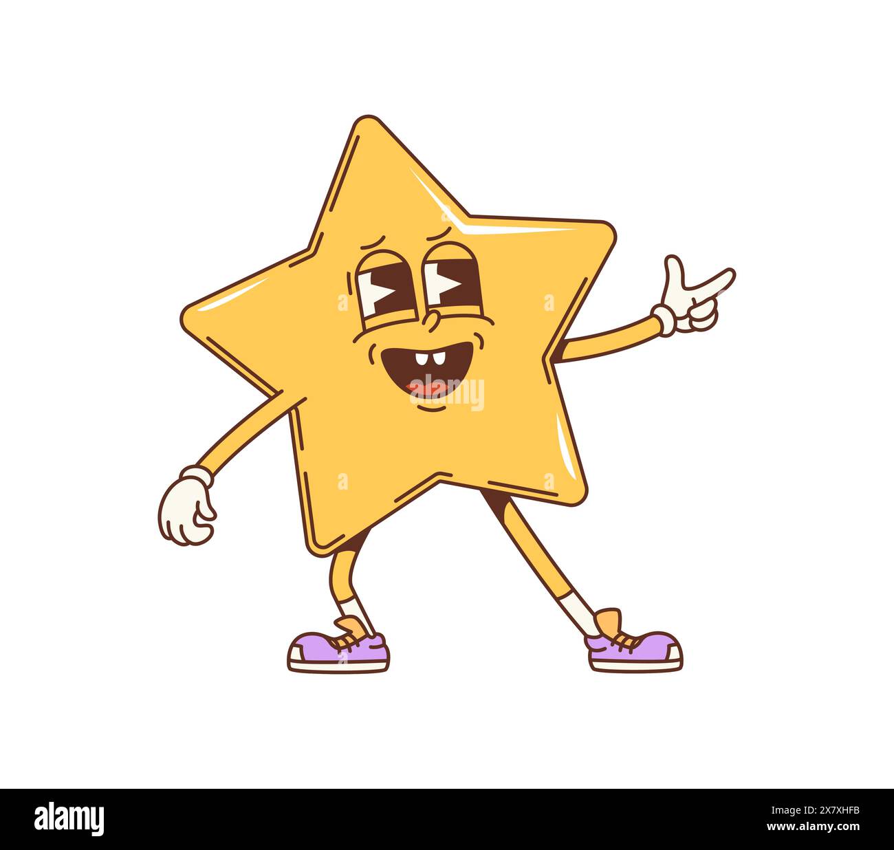 Cartoon groovy math geometric star figure. Isolated vector cheerful ...