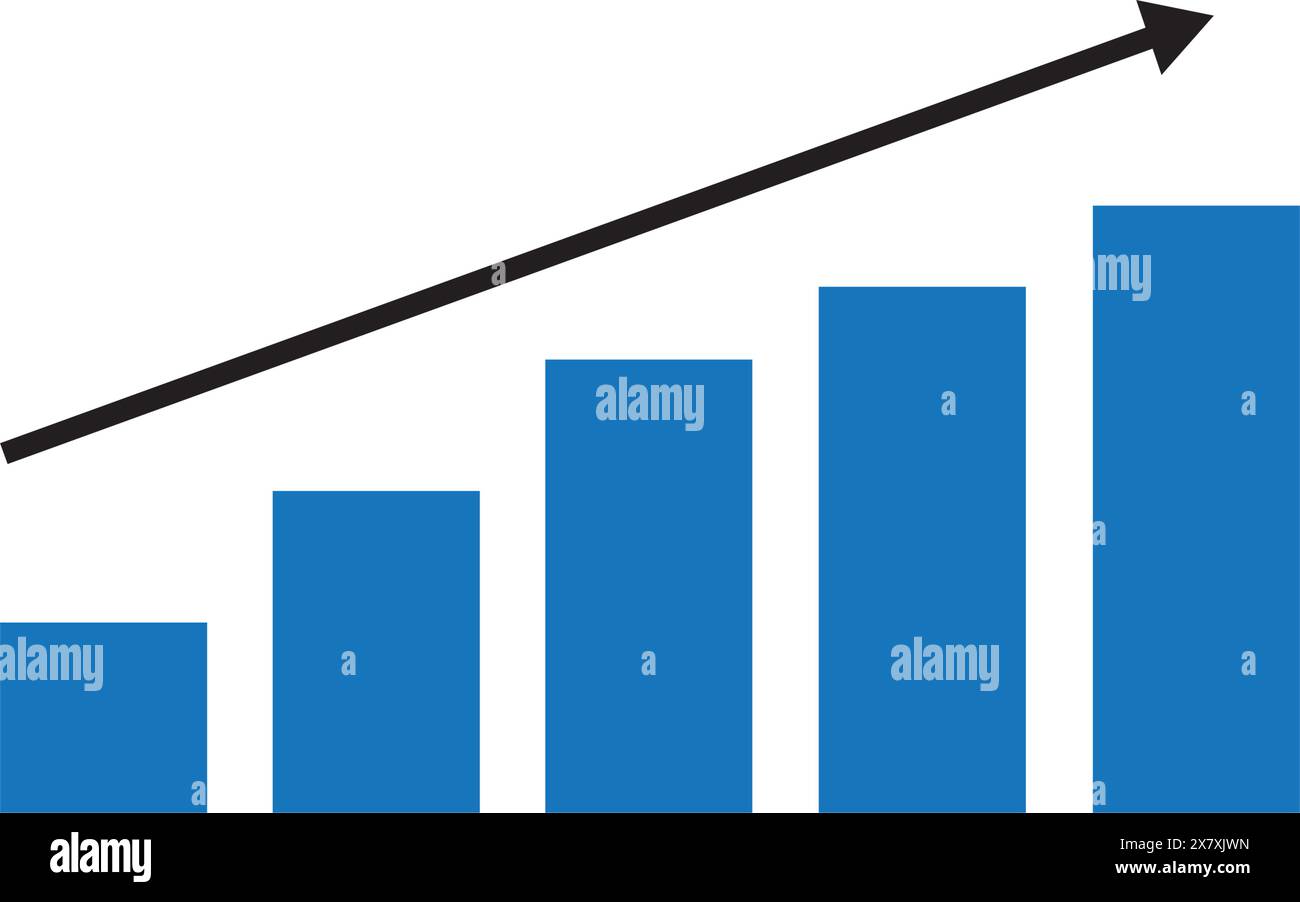 Gradually increasing arrow and bar graph silhouette icon. Vector Stock Vector Image & Art - Alamy