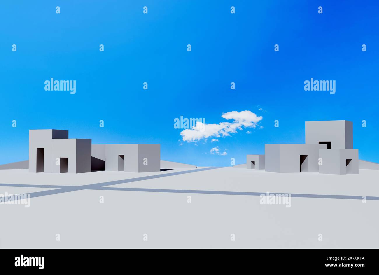 A vibrant scene showcasing modern minimalist architecture with ...