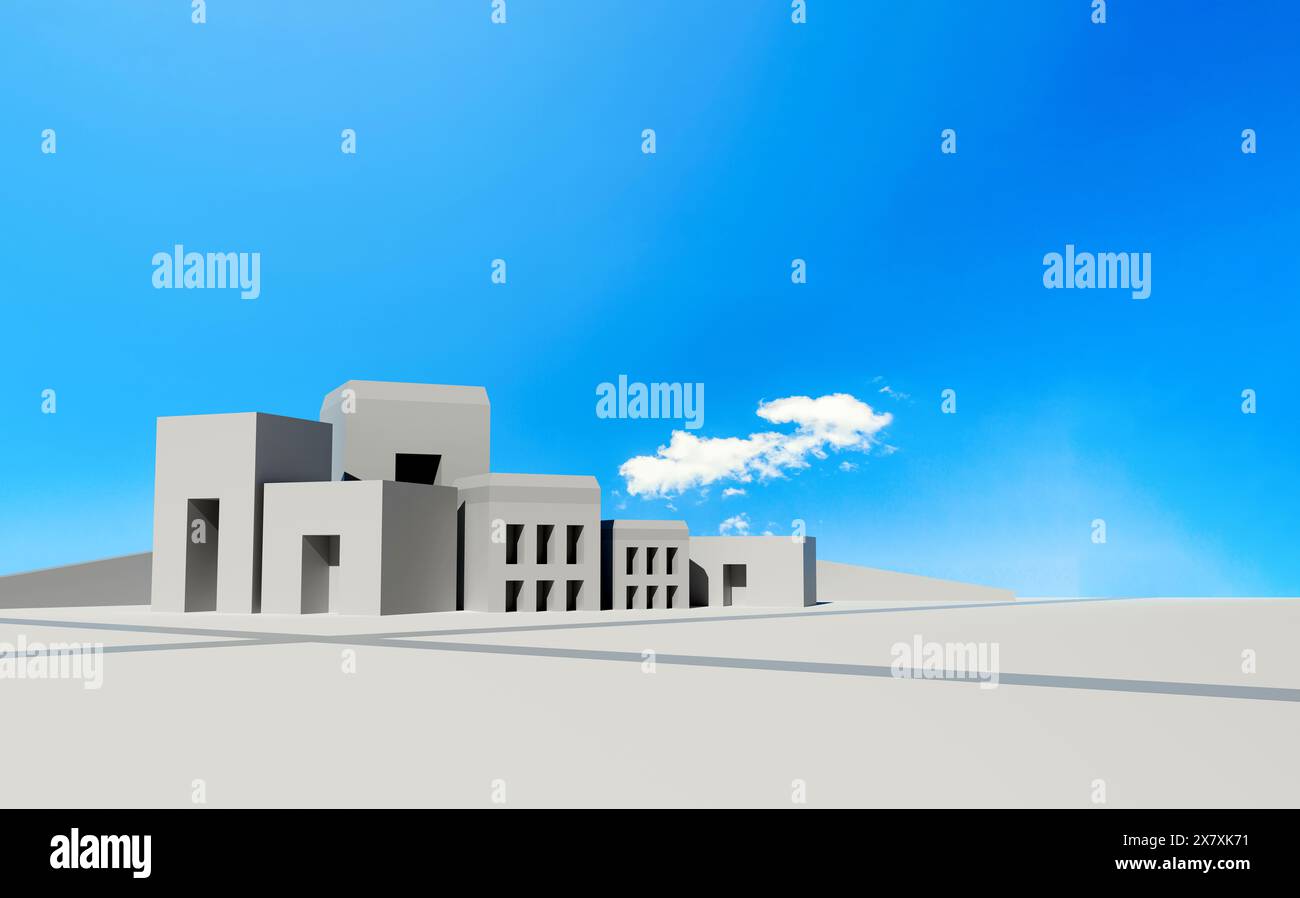A vibrant scene showcasing modern minimalist architecture with ...