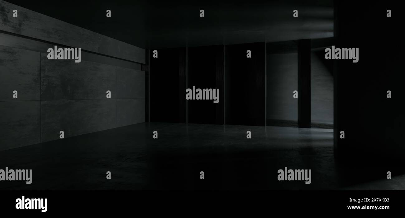 minimalist dark abstract interior design. Underground Studio, Hallway ...