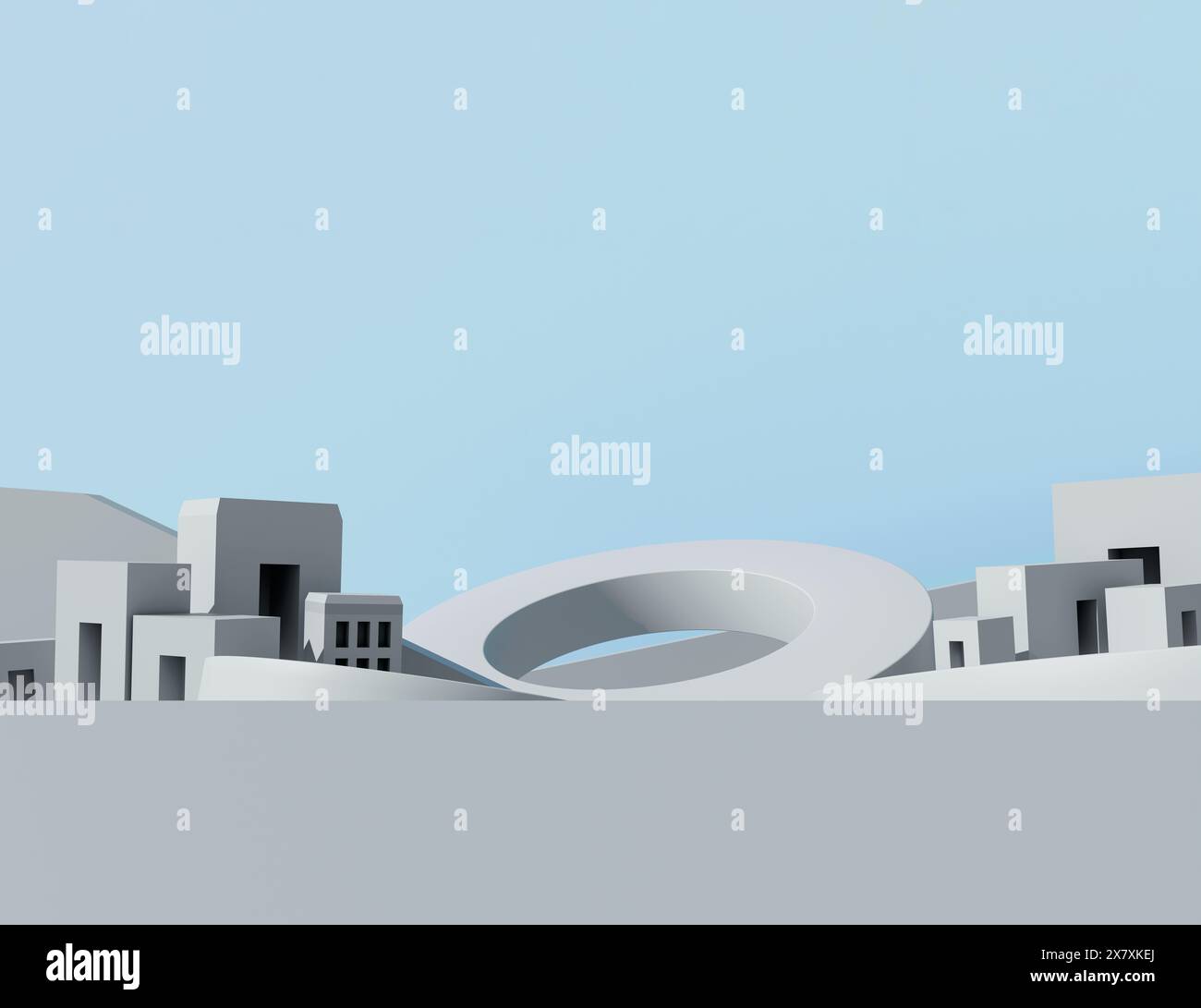 A vibrant scene showcasing modern minimalist architecture with ...