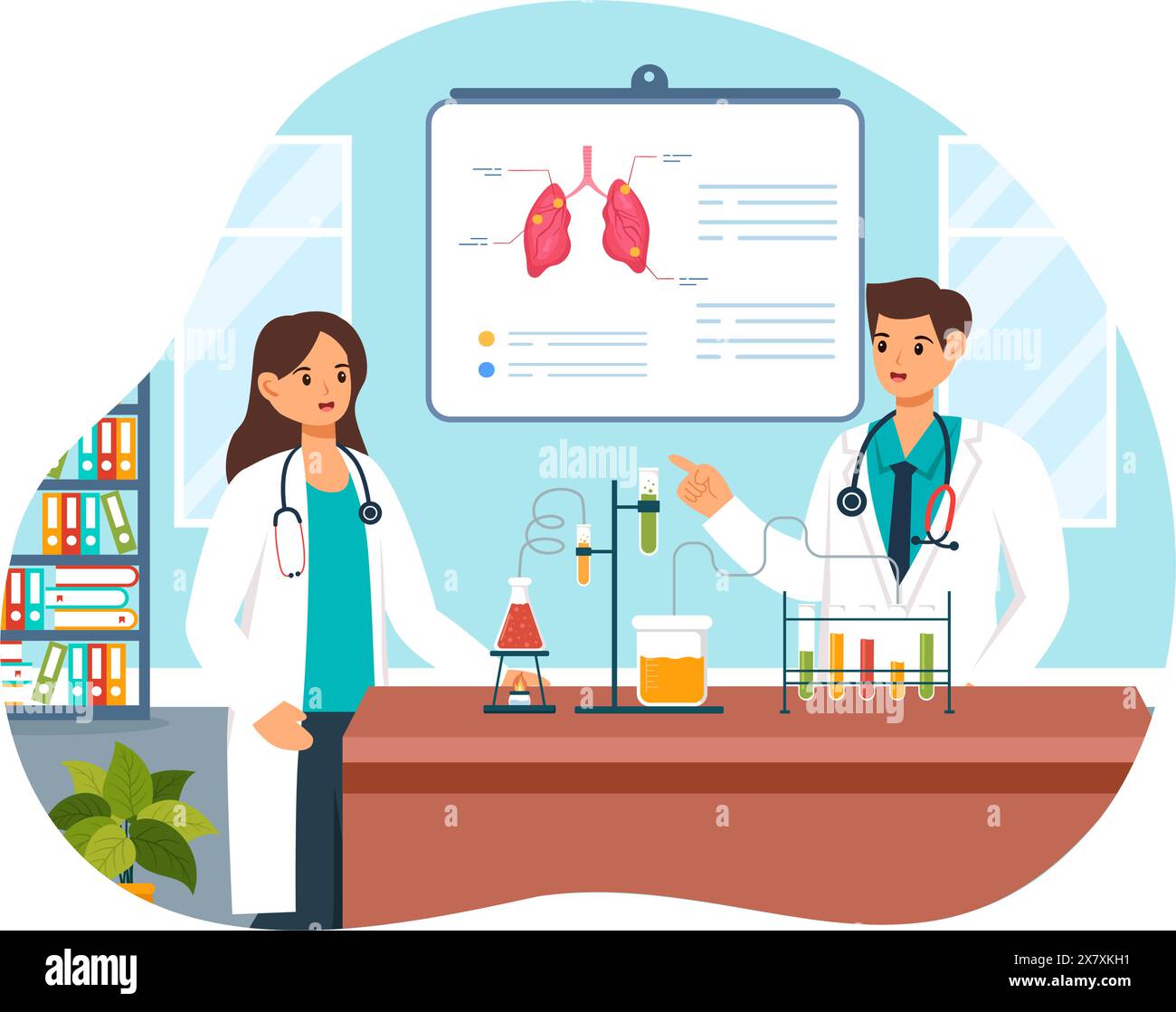 Medical School Vector Illustration with Students Listening to a Lecture ...