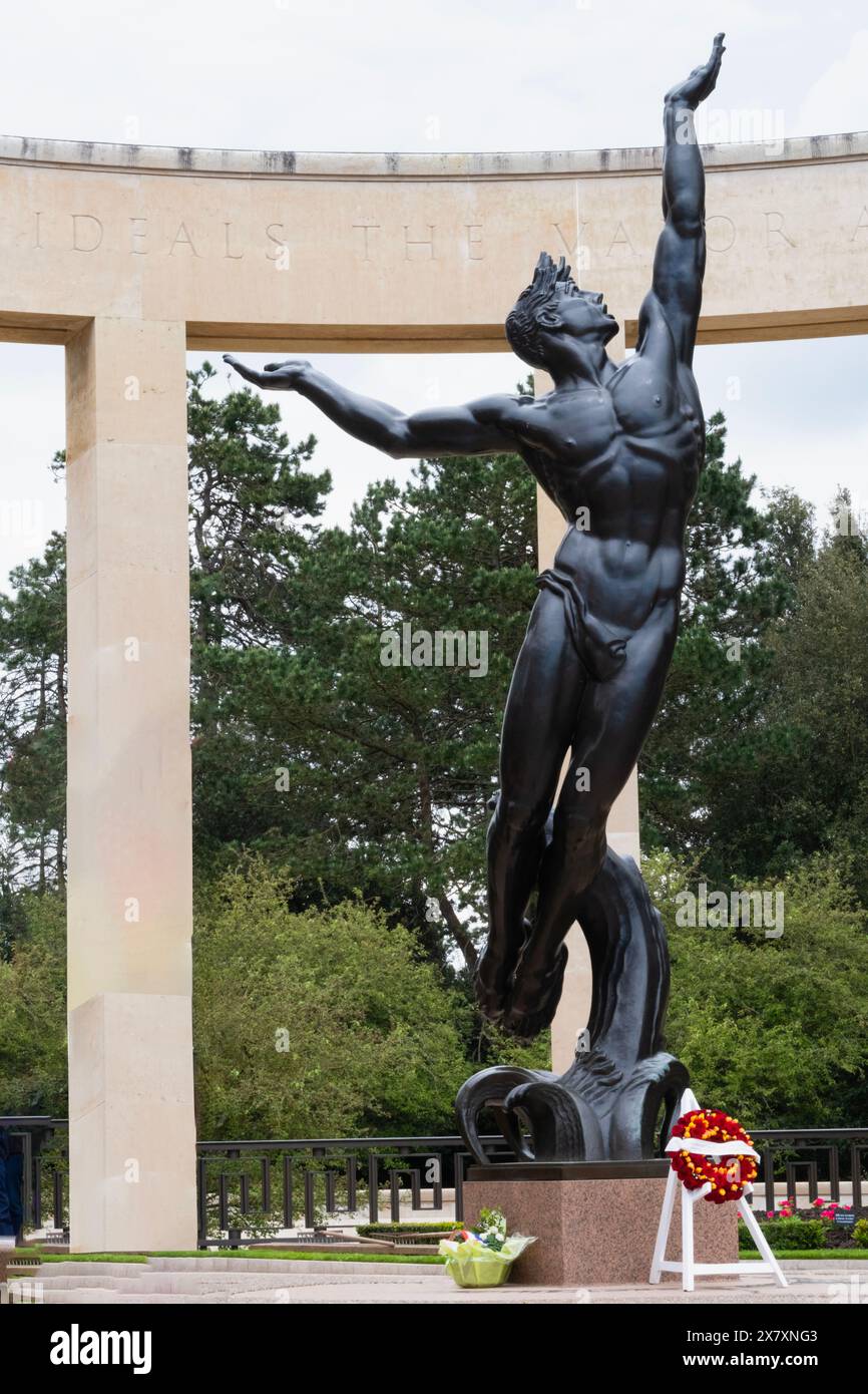 American cemetery statue at Normandy area. WWII memorial Stock Photo ...