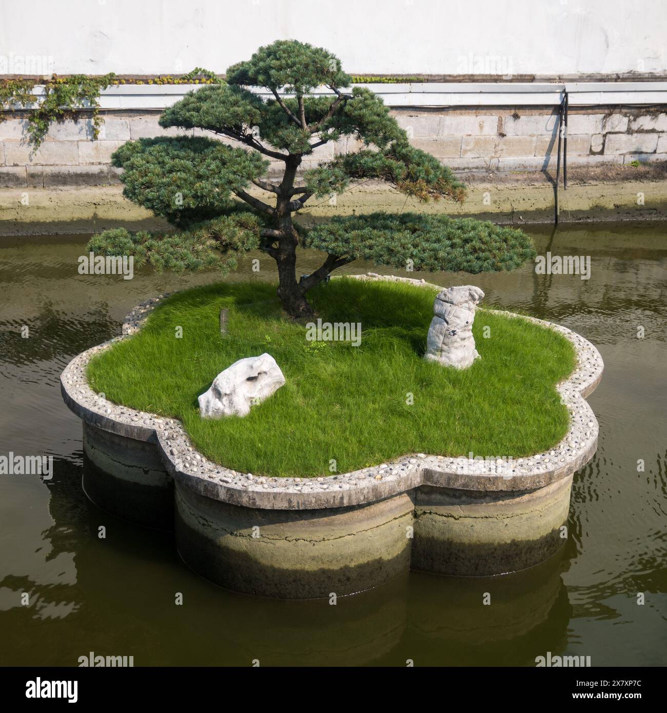 Pond in Traditional Chinese private garden - Yu Yuan, Shanghai, China ...