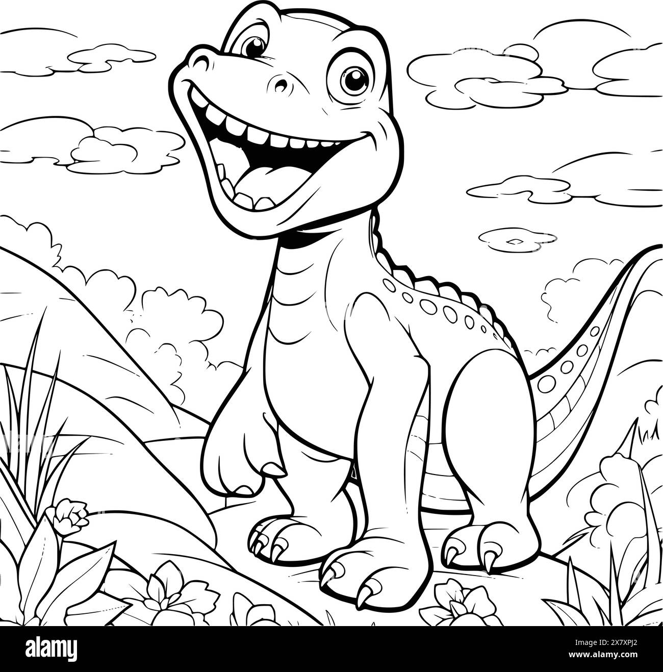Dinosaur Coloring Pages Drawing For Kids Stock Vector Image & Art - Alamy