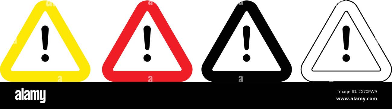 Set of triangle caution and attention signs with exclamation mark Stock ...