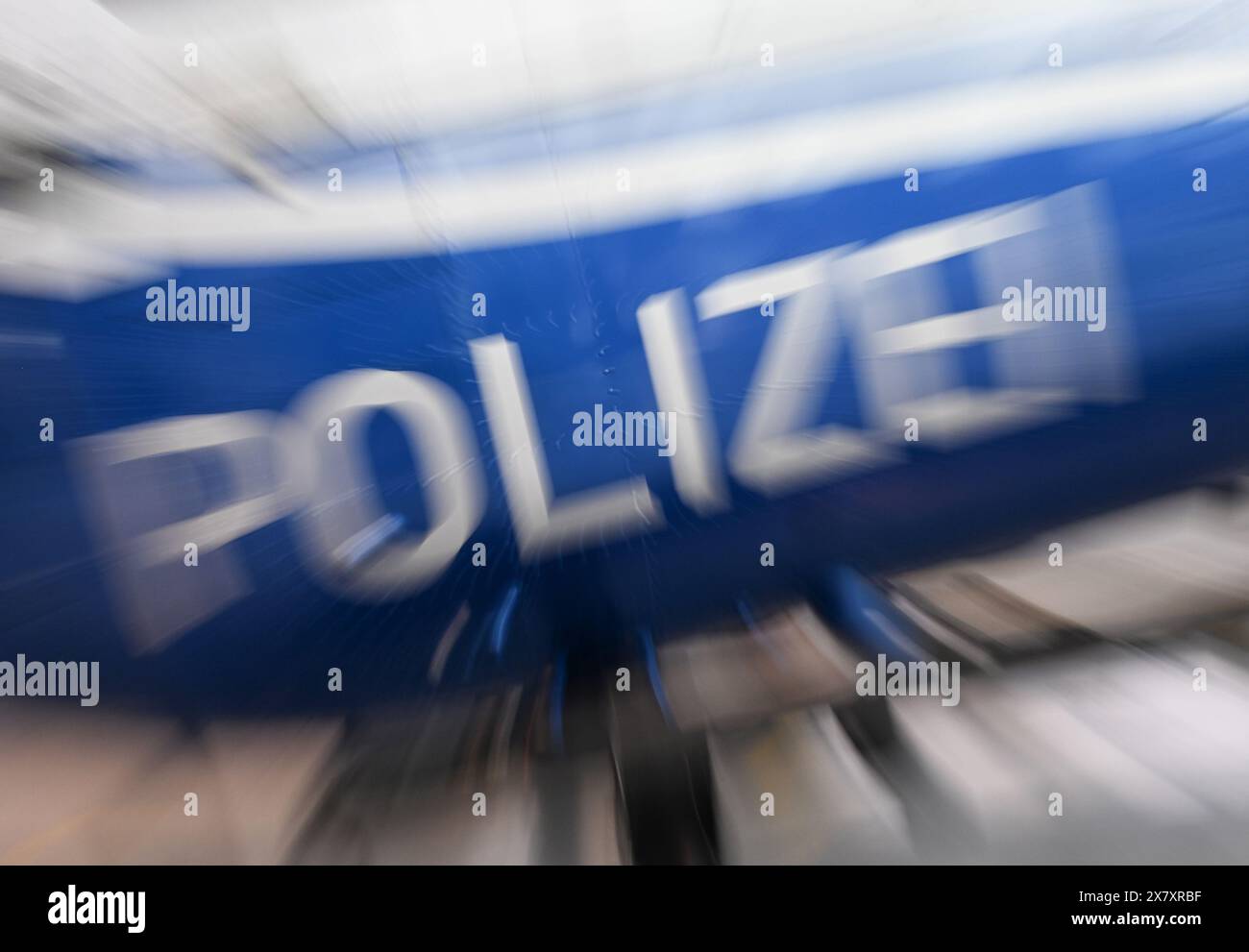 Stuttgart, Germany. 21st May, 2024. The word police is attached to a ...