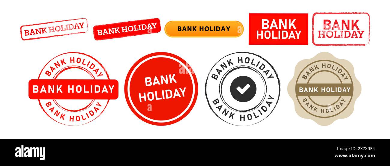 bank holiday circle and seal badge sign for business banking vacation ...
