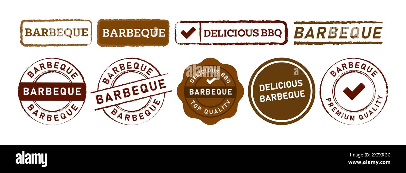 barbeque rubber stamp label sticker sign for delicious bbq grilled meat ...