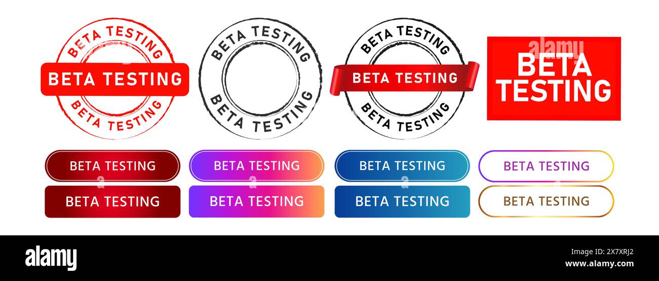 rubber stamp and button beta testing sign for tester software ...