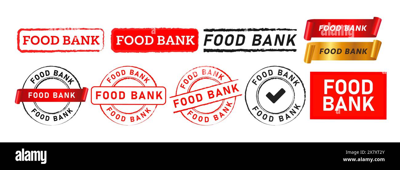 food bank rectangle and circle stamp label sticker for service donation ...