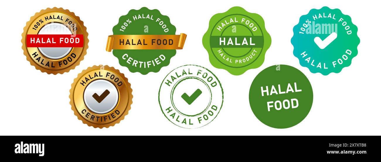 Halal food stamp illustration Stock Vector Images - Alamy