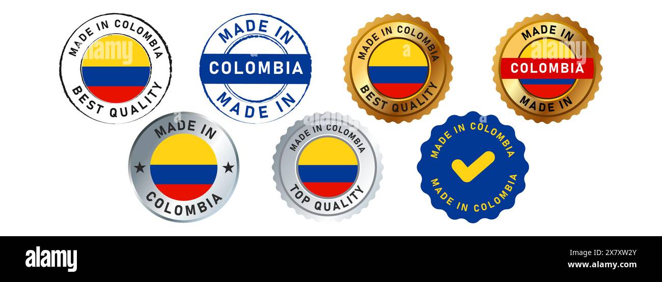 made in colombia circle seal badge stamp sign for manufactured country ...
