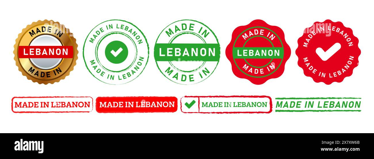 made in lebanon rectangle and circle stamp seal badge label sticker ...