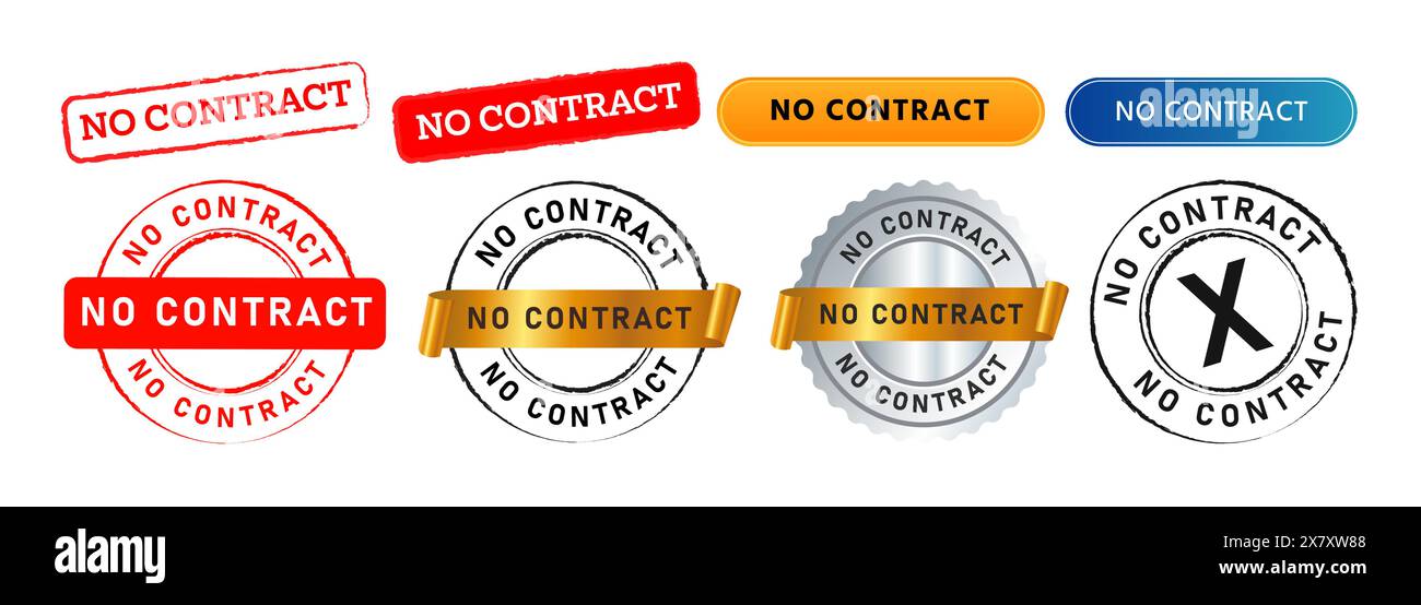 no contract rectangle and circle stamp seal badge sign for information ...