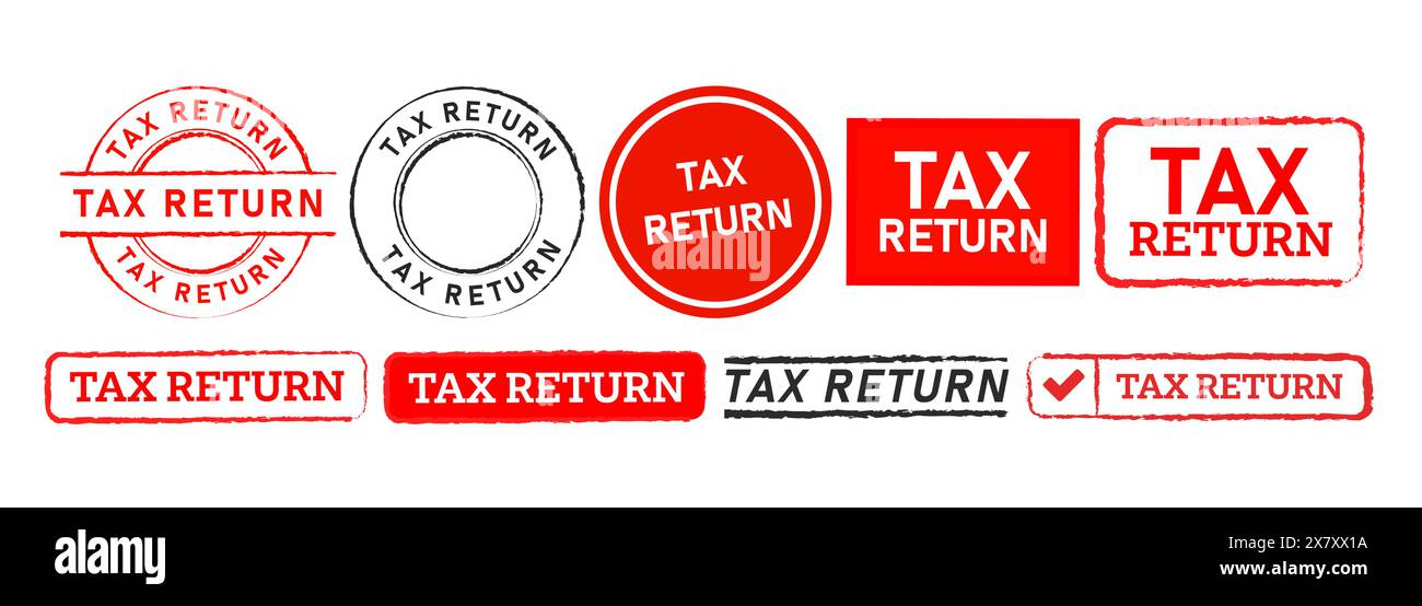 circle and rectangle rubber stamp label sticker tax return sign for ...