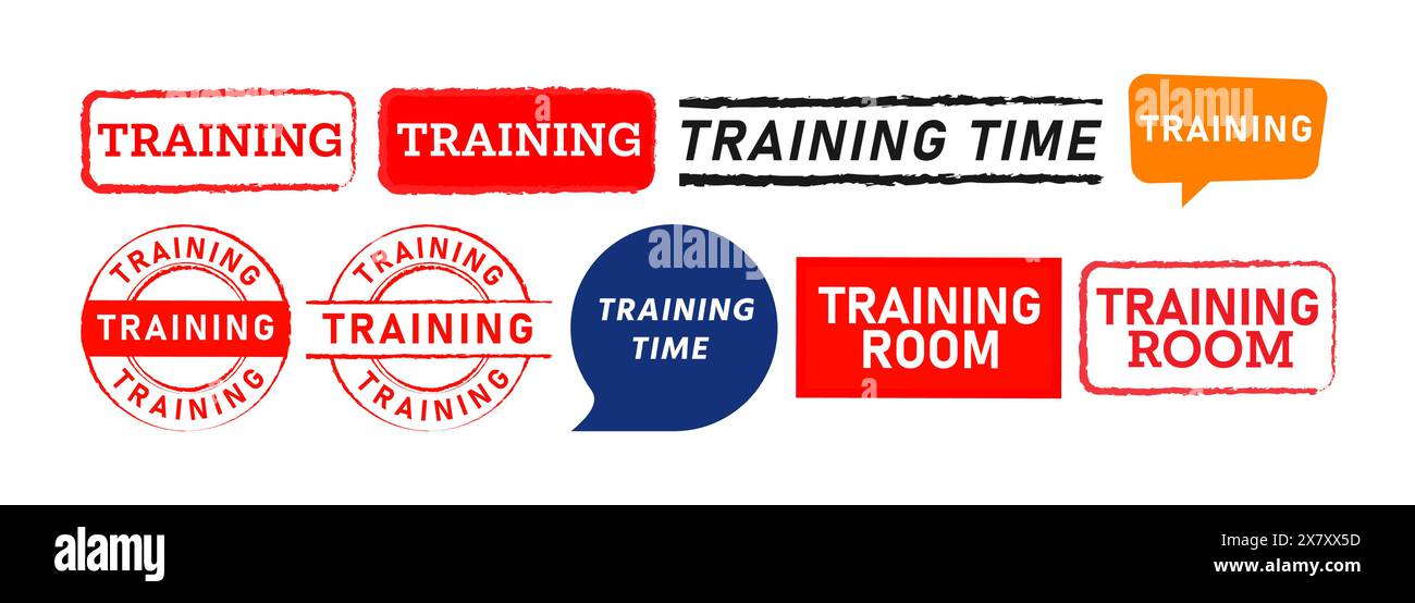 training rubber stamp and speech bubble label sticker for teaching ...