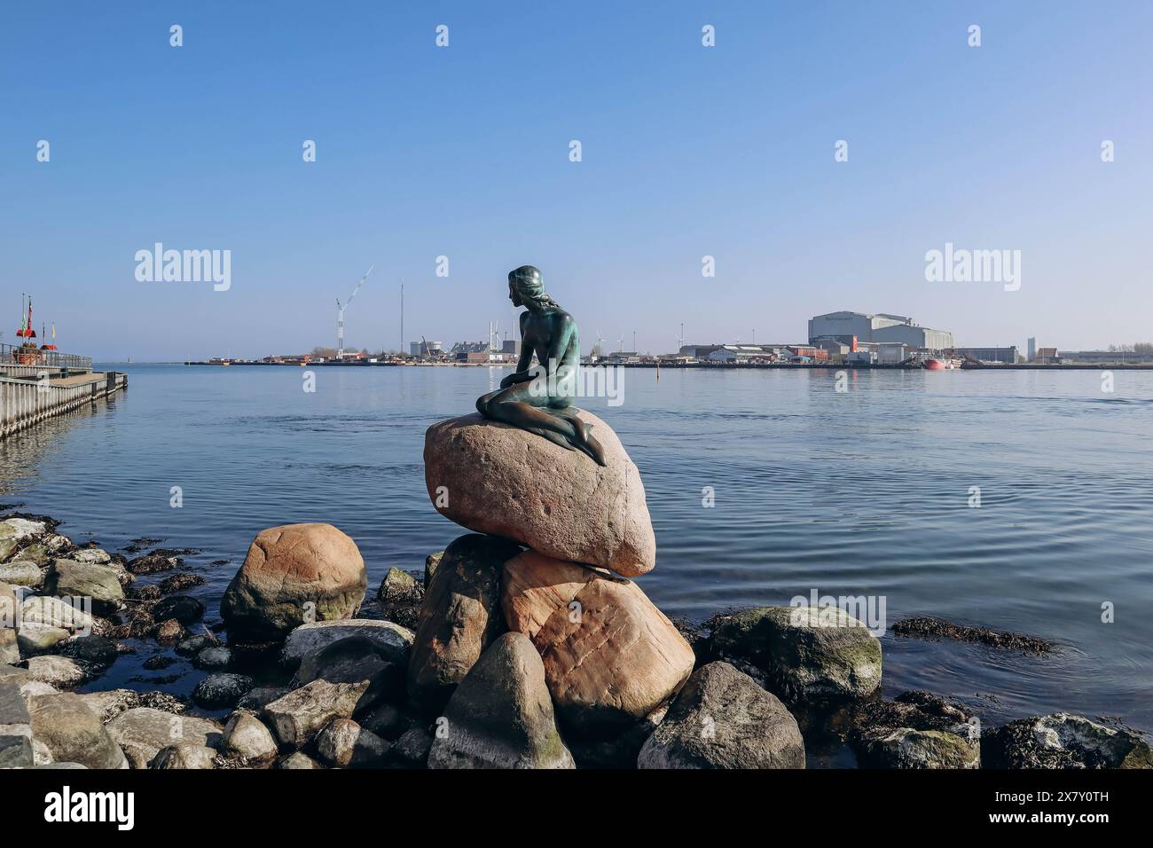 Copenhagen, Denmark - 23.03.2022: The Little Mermaid in Copenhagen, a legendary bronze statue by ...