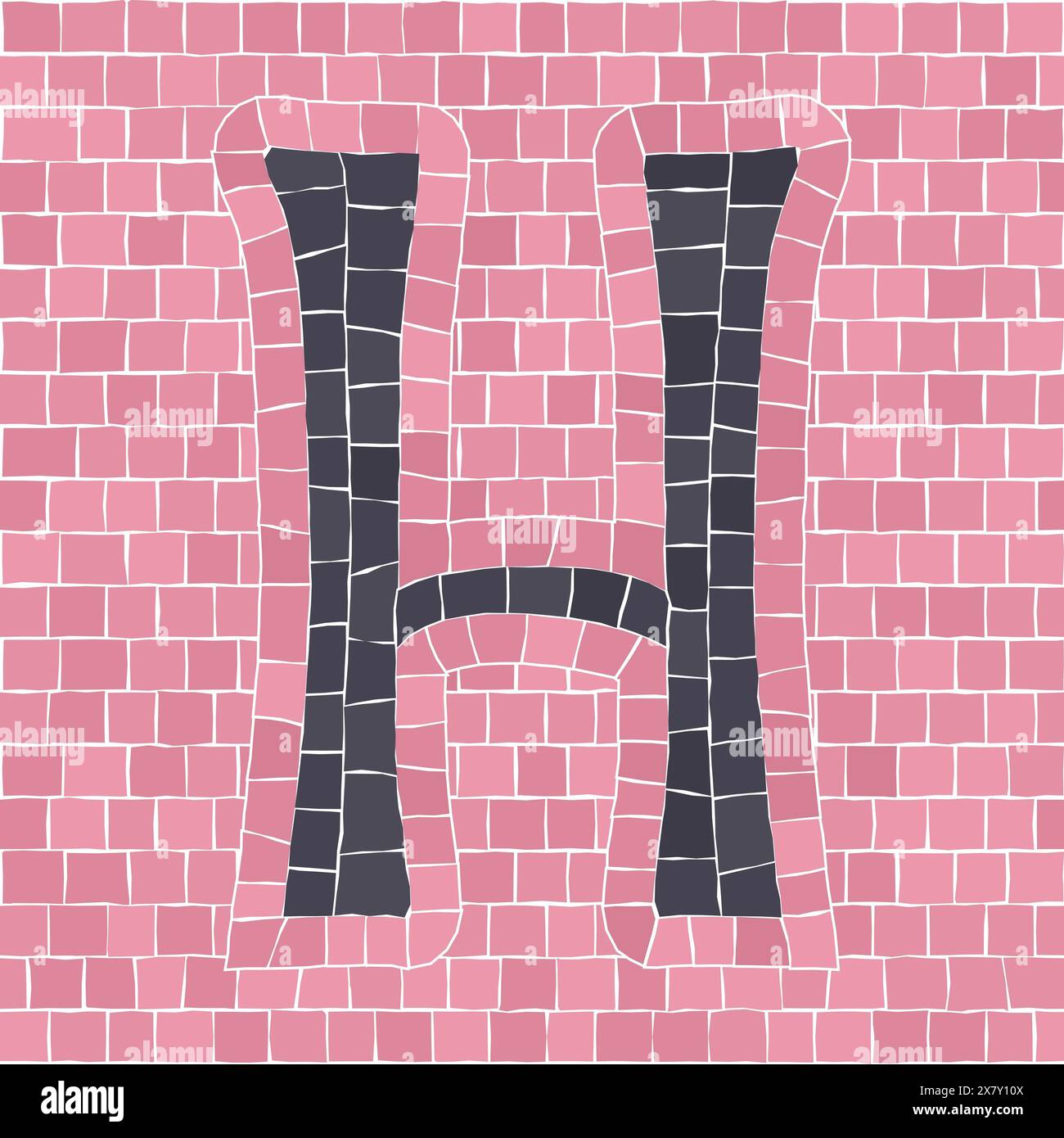 Mosaic tiles letter H. EPS 10 editable flat design vector seamless horizontal pattern Stock ...