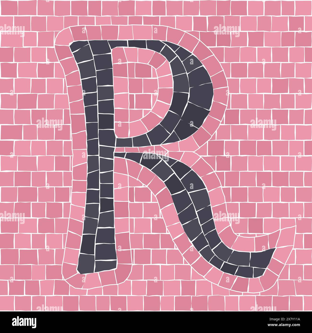 Mosaic tiles letter R. EPS 10 editable flat design vector seamless ...