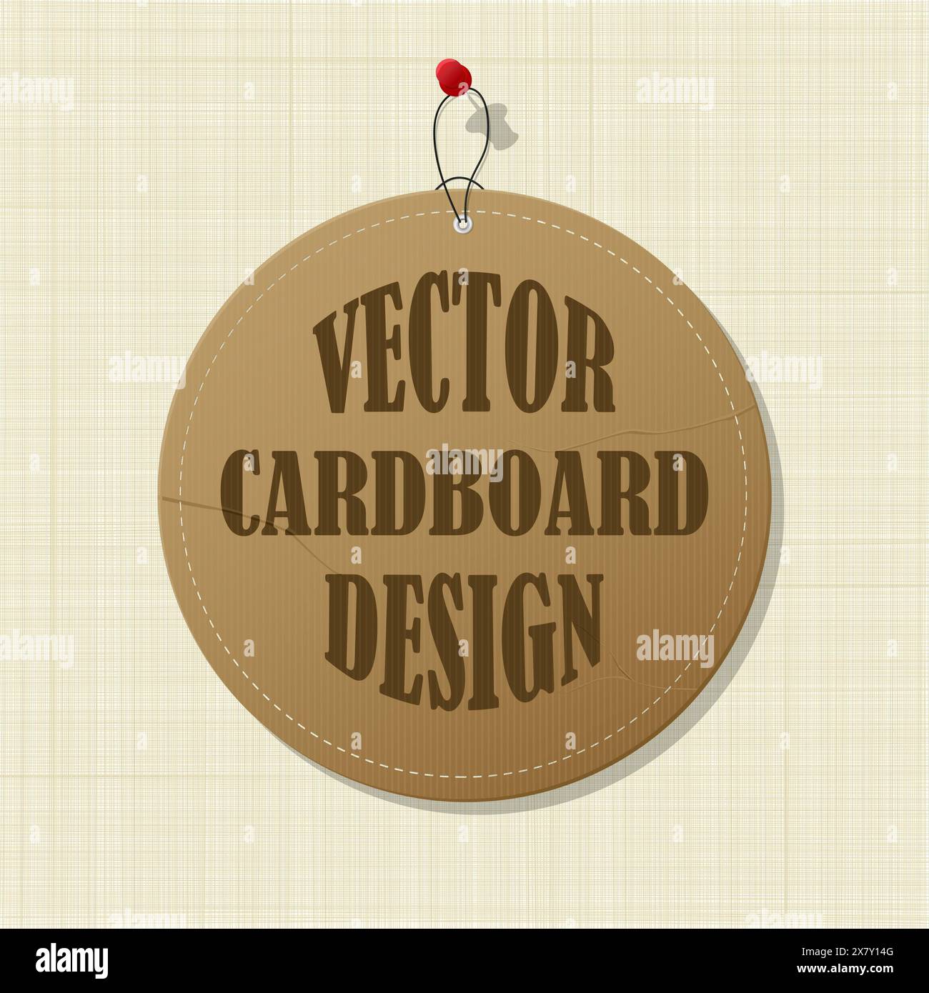 Editable cardboard label pinned over canvas, copy space vector template ...