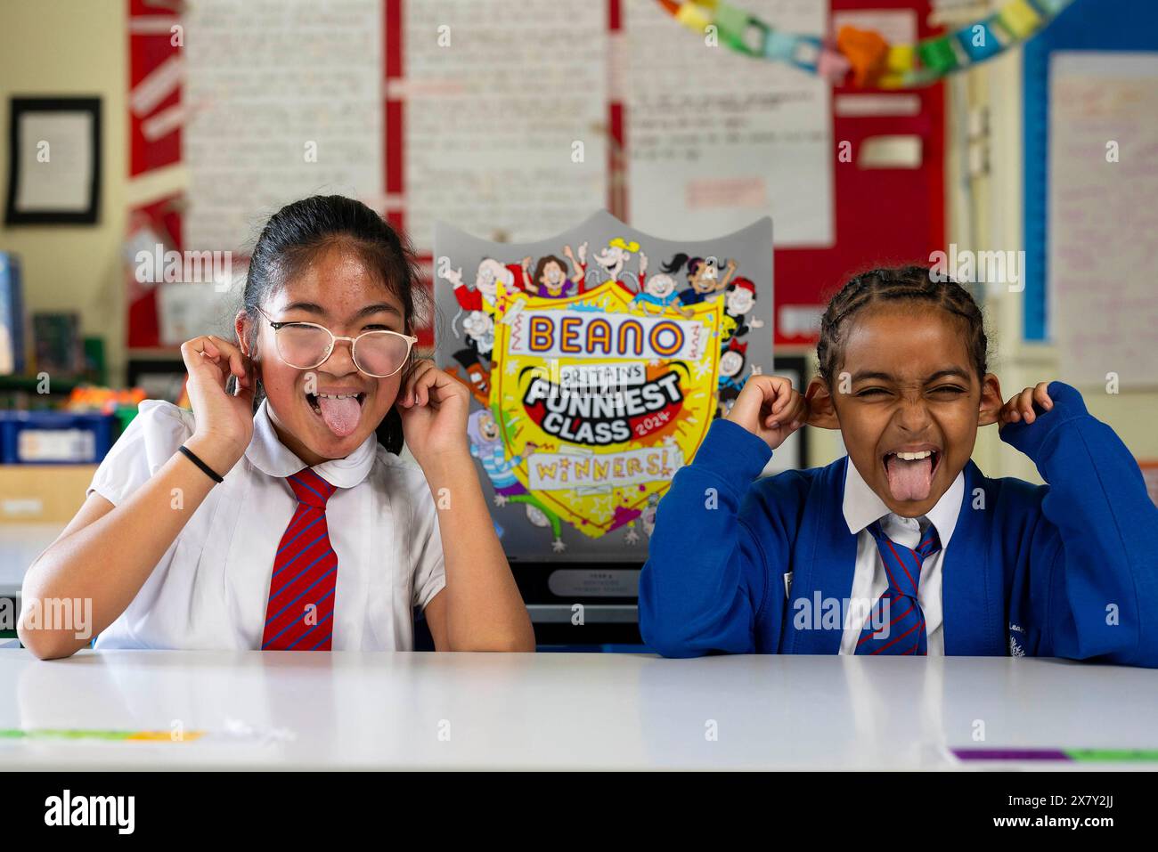 EDITORIAL USE ONLY Students Nicole Liberato (left) and Anika Auguste ...