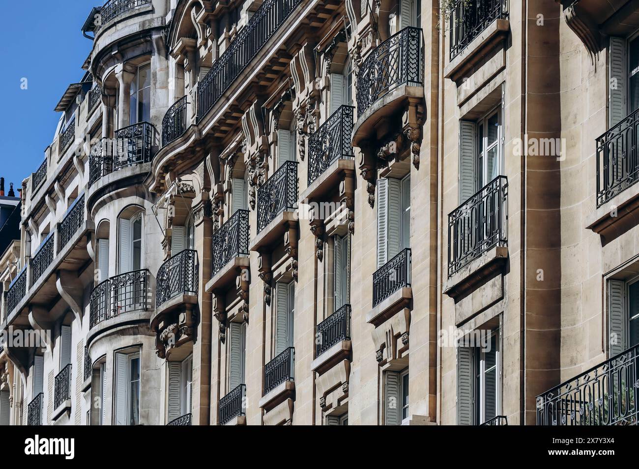 Typical Parisian building facade of the 19th century, in the Haussmann ...