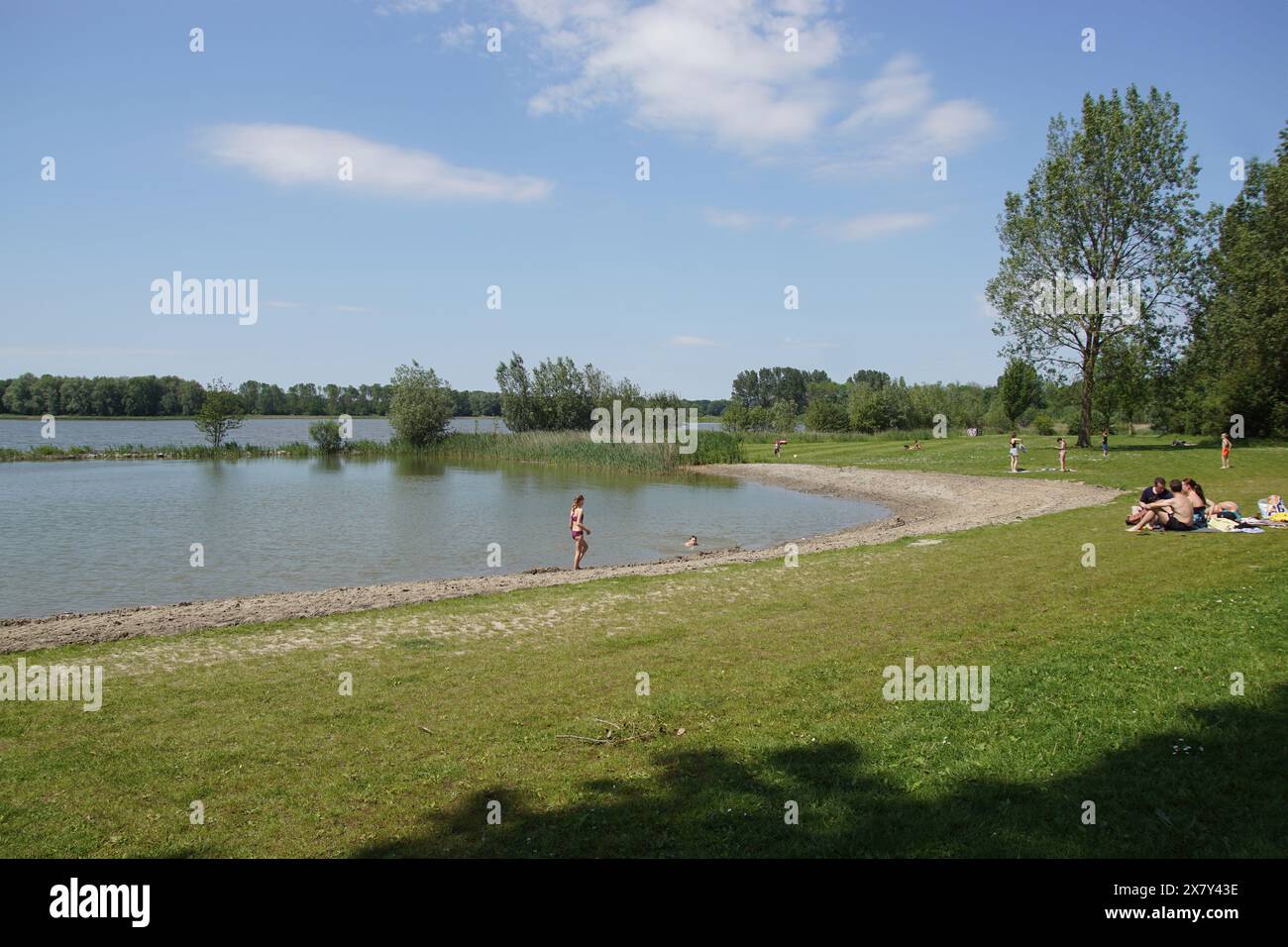 Lake, Geestmerambacht recreation area near Dutch city of Alkmaar ...