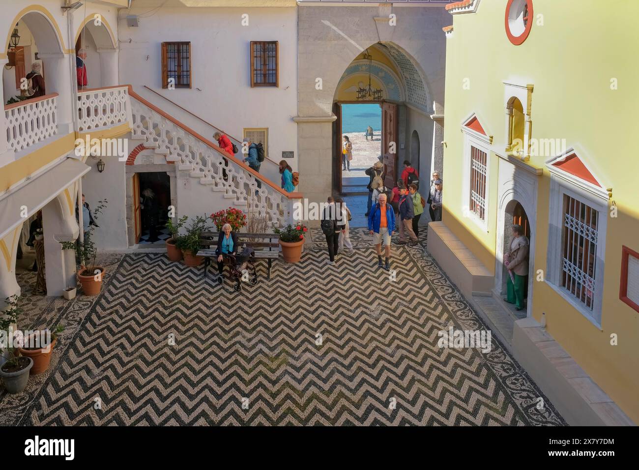 Courtyard of Panormitis Monastery, Symi Island, Dodecanese, Greek ...