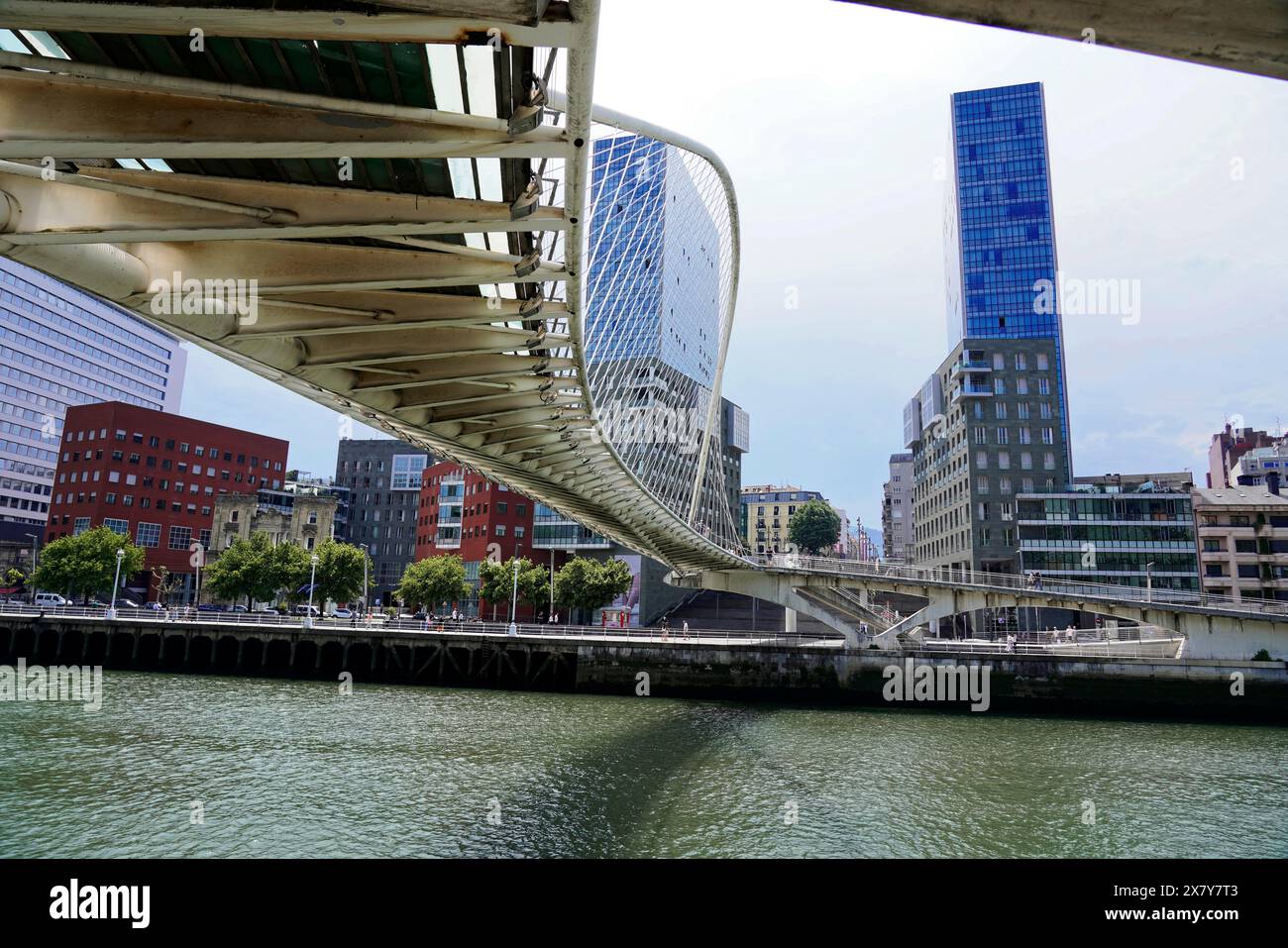 Pedestrian bridge Zubizuri, White Bridge, Bilbao, Unusual perspective ...
