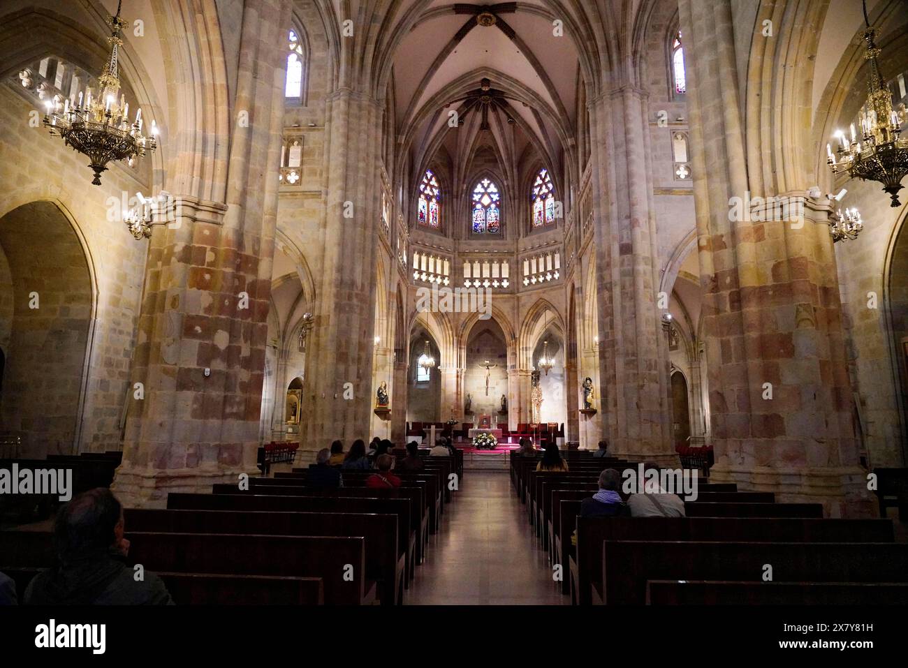 Cathedral, Old Town, Bilbao, Basque Country, Spain, Europe, Interior of ...